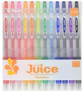 pilot juice gel ink ballpoint pen, 0.38 mm, 12 color set (lju120uf-12c)