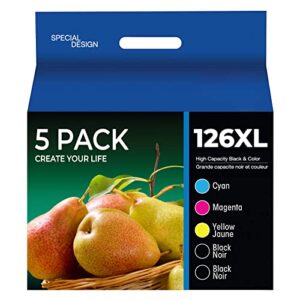 mcycolor 126xl ink remanufactured for epson t126 ink cartridge to use with workforce 435 520 545 635 wf-3520 wf-3530 wf-3540 wf-7010 wf-7510 stylus nx330(2 black,1 cyan,1 magenta,1 yellow)