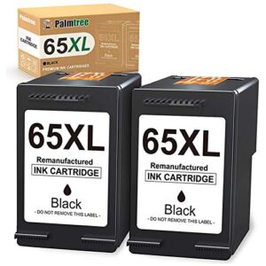 palmtree remanufactured hp 65 black ink cartridge replacement for hp ink 65 xl 65xl for hp deskjet 3755 ink cartridges 3700 3752 2652 2622 2655 envy 5055 5052 printer high yield (2 black)