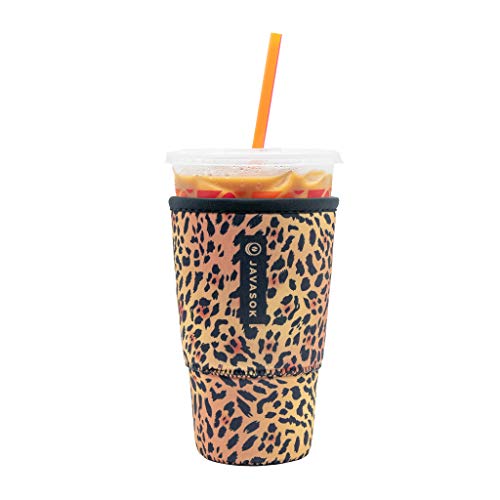 Sok It Java Sok Reusable Neoprene Insulator Sleeve for Iced Coffee Cups (Classic Leopard, Large: 30 - 32oz)