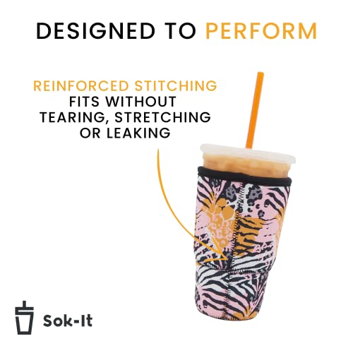 Sok It Java Sok Reusable Neoprene Insulator Sleeve for Iced Coffee Cups (Classic Leopard, Large: 30 - 32oz)