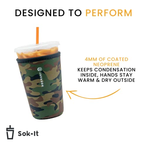 Sok It Java Sok Reusable Neoprene Insulator Sleeve for Iced Coffee Cups (Classic Leopard, Large: 30 - 32oz)