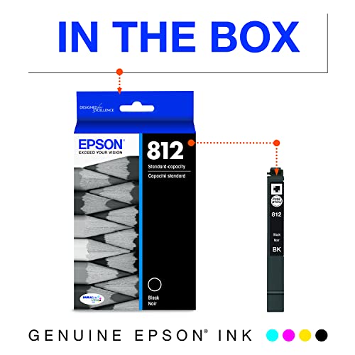 Epson T812 DURABrite Ultra Ink Standard Capacity Black Cartridge (T812120-S) for Select Workforce Pro Printers