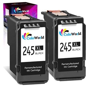 coloworld remanufactured ink cartridge replacement for canon 245 pg-245xl 245xl for pixma mx492 mx490 tr4520 mg2522 mg2922 mg2520 mg2920 mg3022 mg2420 ip2820 ts202 ts3122 mg3029 printer (2 black)