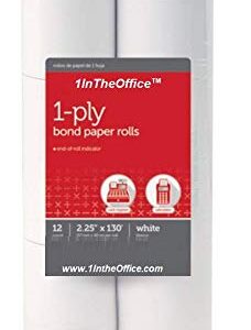 1InTheOffice Adding Machine , Register , and Calculator Rolls 2 1/4" x 130' 1-Ply , 12/Pack ( 130' )