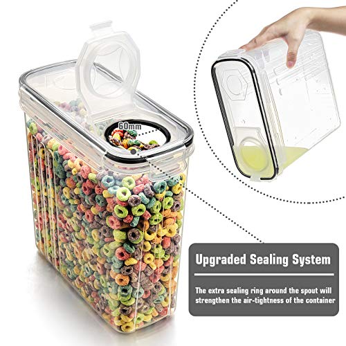 Wildone Cereal Storage Containers Set, Large BPA Free Plastic Airtight Food Storage Containers 4L /135.3oz for Cereal, Flour, Sugar, 6 Piece Set Cereal Dispensers with 20 Labels & Marker, Black