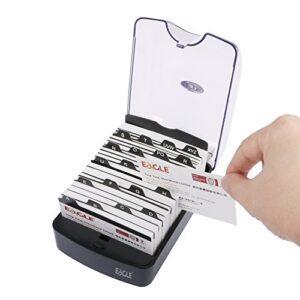 Eagle Business Card Holder Case Box Plastic Push-Button Storage up to 350 Cards