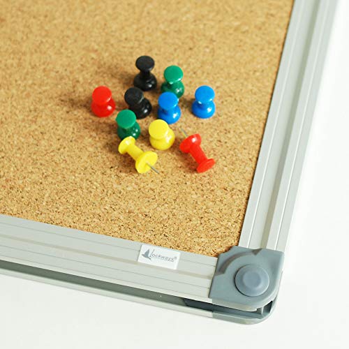 Lockways Cork Board Bulletin Board, Double Sided Corkboard 36" x 24", Wall-Mounted Aluminum Framed Message Presentation Notice Board 3 x 2