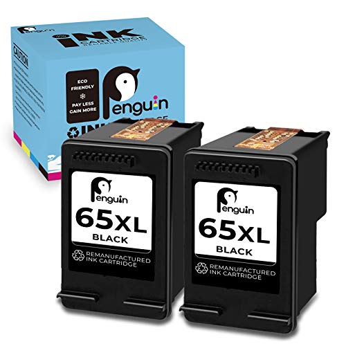 Penguin Remanufactured Printer Ink Cartridge Replacement for HP 65XL,65 XL Used for Hp AMP 100 120 125 130 Deskjet 2622 2624 2652 3732 3752 Envy 5020 5030 (2 Black) Combo Pack