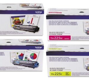 Brother TN221BK Standard Yield Black and TN225C, TN225M, TN225Y High Yield Cyan, Magenta and Yellow Toner Cartridge Set