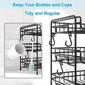 Mefirt Water Bottle Organizer, 3-Tier Water Bottle Holder for Cabinet, Stackable Water Bottle Storage Rack, Soda, Can, Water Bottle Organizer for Cabinet, Kitchen Countertops, Pantry, Fridge (Black)