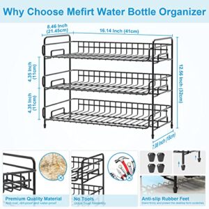 Mefirt Water Bottle Organizer, 3-Tier Water Bottle Holder for Cabinet, Stackable Water Bottle Storage Rack, Soda, Can, Water Bottle Organizer for Cabinet, Kitchen Countertops, Pantry, Fridge (Black)