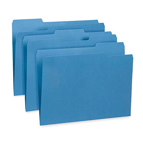 File Folder, 1/3 Cut Tab, Letter Size, Blue, Great for Organizing and Easy File Storage, 100 Per Box