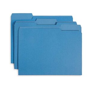 File Folder, 1/3 Cut Tab, Letter Size, Blue, Great for Organizing and Easy File Storage, 100 Per Box