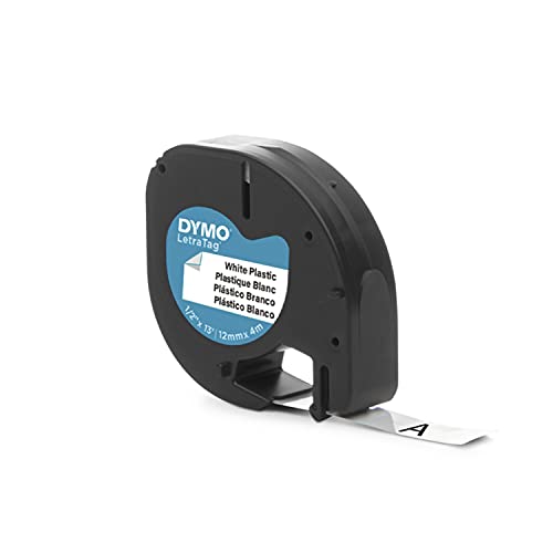 DYMO LT Plastic Labels for LetraTag Label Makers, Black Print on White Labels, 1/2-Inch x 13-Foot Rolls, 3 Count