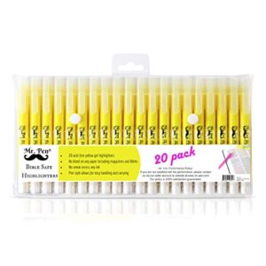 mr. pen- gel highlighters, bible highlighter, pack of 20, no bleed highlighter, yellow highlighters, dry highlighter, bible study highlighter, bible journaling supplies, bible markers for tabs