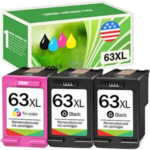 limeink 3 remanufactured ink cartridge 63xl 63 xl high yield for hp envy 4512 4520 deskjet 3632 2130 2132 1110 3636 3637 1112 3630 3634 officejet 3830 3833 4650 4652 4655 5255 5258 printer black color