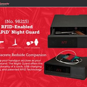 Hornady Rapid Safe Night Guard – Nightstand Gun Safe with RFID Reader, Clock, USB Ports – RFiD Safe for Fast, Multiple Method Entry – Includes Rapid Safe, 3 Methods of Entry and Security Cable