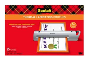 scotch thermal laminating pouches, 25 pack laminating sheets, 3 mil, 11 x 17 inches, education supplies & craft supplies, for use with thermal laminators, legal size sheets (tp3856-25)