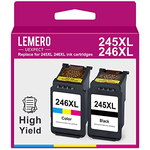 245XL 246XL LemeroUexpect Remanufactured Ink Cartridge Replacement for Canon PG-245 XL CL-246 XL Ink for Pixma TR4520 MX492 MG2522 MX490 TS3122 TS202 TS3322 MG2525 MG2520 MG3022 Printer Black Color