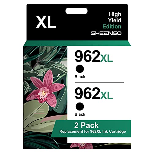 SHEENGO Remanufactured Ink Cartridges Replacement for HP 962XL for OfficeJet Pro 9015 9015e 9010 9025 9025e 9020 9018 9012 9028 Black, 2-Pack