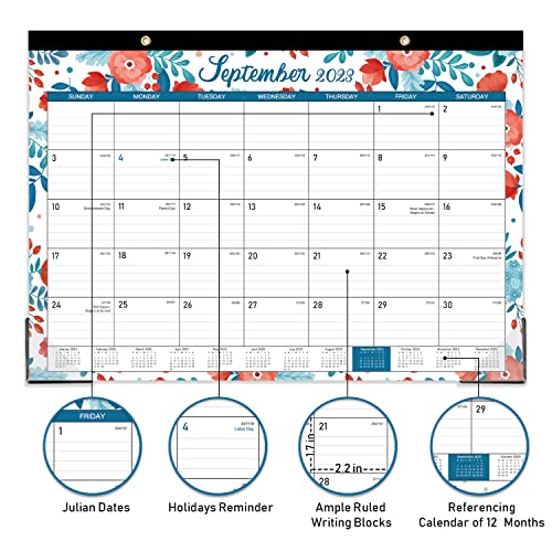 Desk Calendar 2023-2024 - Calendar 2023-2024 from January 2023 - June 2024,18 Months Monthly Desk Calendar, 17" x 12", Desk Pad, Large Ruled Blocks, To-do List & Notes, Best Desk Calendar for Organizing