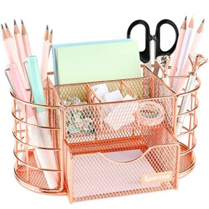 spacrea desk organizers and accessories, office organizer pencil holder for desk, desk office supplies organizer (rose gold)