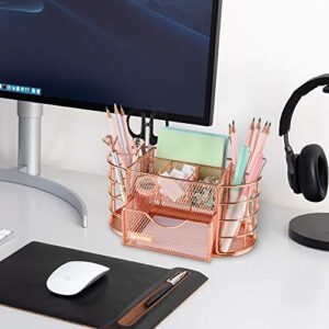 Spacrea Desk Organizers and Accessories, Office Organizer Pencil Holder for Desk, Desk Office Supplies Organizer (Rose Gold)