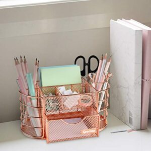 Spacrea Desk Organizers and Accessories, Office Organizer Pencil Holder for Desk, Desk Office Supplies Organizer (Rose Gold)