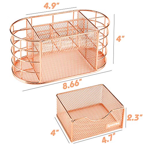 Spacrea Desk Organizers and Accessories, Office Organizer Pencil Holder for Desk, Desk Office Supplies Organizer (Rose Gold)