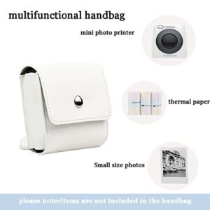 RANO Protective Case for Mini Portable Thermal Label Photo Receipt Wireless Bluetooth Printer,Soft Leather with Removable Strap(White)