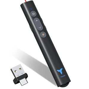 clicker for powerpoint presentations, tiburn 100 feet presentation clicker usb/usb-c 2 in 1 slides clicker for mac/win/computer/laptop presentation pointer