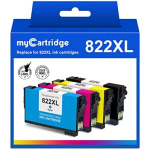 mycartridge remanufactured ink cartridge replacement for epson 822xl 822 xl t822xl fit for workforce pro wf-4830 wf-3820 wf-4834 wf-4820 printer (black, cyan, yellow, magenta, 4-pack)