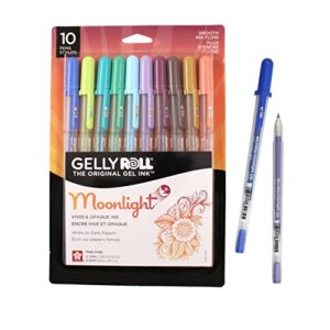 sakura gelly roll moonlight 06 gel pens – fine point ink pen for journaling, art, or drawing – assorted earth & jewel tone ink – fine line – 10 pack