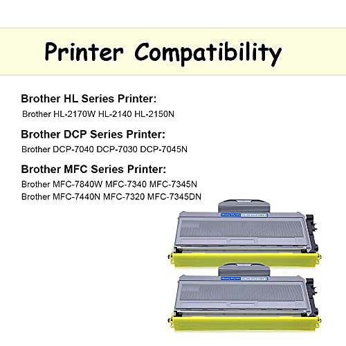 Compatible Toner Printer Cartridge Replacement for Brother TN360 TN-360 TN330 for Brother HL-2170W HL-2140 MFC-7840W MFC-7340 MFC-7345N DCP-7040 DCP-7030 DCP-7045N (Black, High Yield, 2-Pack)