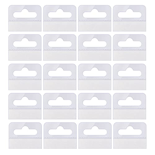 AIEX 200 Pieces Clear Sticky Hanging Tabs, Slot Hole Self Adhesive Hang Tabs, Tag Hook for Sale Items, Store Retail Display (1.8x1.6inch)