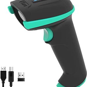 Tera Barcode Scanner Wireless Versatile 2-in-1 (2.4Ghz Wireless+USB 2.0 Wired) with Battery Level Indicator 328 Feet Transmission Distance Rechargeable 1D Laser Bar Code Reader USB Handheld (Blue)