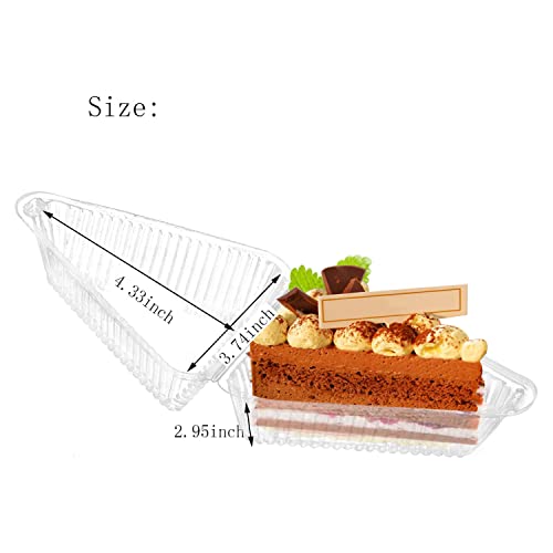 100 Pieces Cake Slice Plastic Containers, 5 Inches Hinged Lid Cheese cake Container, for Home, Bakery and Cafe