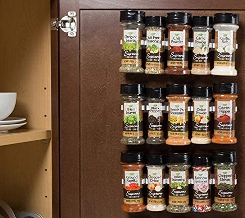 Crazy Chef Spice Clips Spice Gripper Clips Strips Cabinet Holder - Spice Organizer Holds 30 Spice Jars - Pantry and Inside Cabinet Organization 3M Adhesive Strength