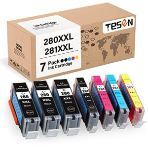 tesen compatible 280xxl 281xxl ink cartridge replacement for canon 280 281 xxl pgi280xxl cli281xxl use with pixma tr8520 tr8620 ts6220 ts6320 tr7520 ts6120 ts9120 ts8120 printer , 7 pack color set