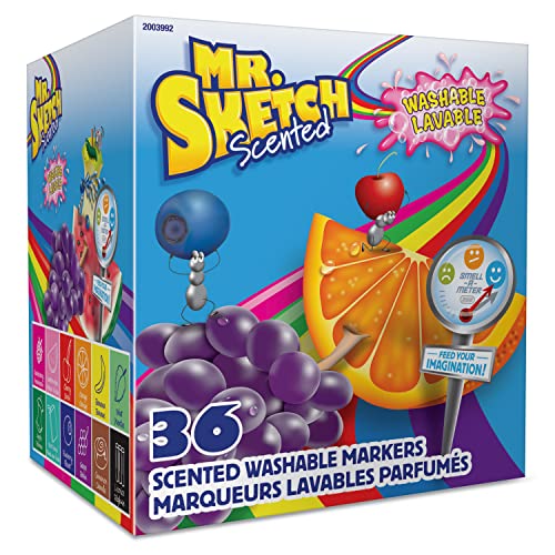 Mr. Sketch Scented Washable Markers, Chisel Tip, Assorted Colours, 36 Count.