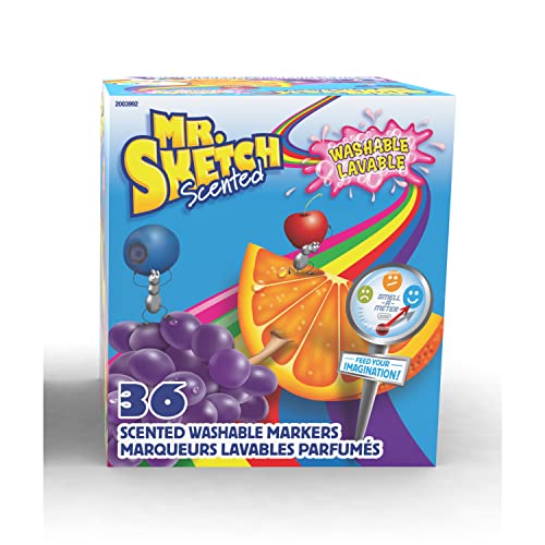 Mr. Sketch Scented Washable Markers, Chisel Tip, Assorted Colours, 36 Count.