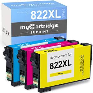 mycartridge suprint 822xl ink cartridge remanufactured ink cartridge replacement for epson 822xl 822 xl t822 t822xl combo pack for workforce pro wf-3820 wf-4833 wf-4830 wf-4820 printer color 822