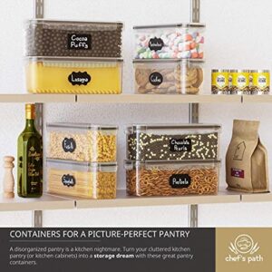 Chef's Path Airtight Food Storage Containers with Lids (4 PC) - Pasta Storage Containers for Pantry, Spaghetti & Noodles - Plastic Kitchen Containers for Pantry Organization and Storage