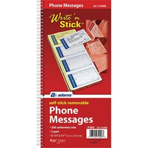 adams write ‘n stick message pad, 2-part, carbonless, blue, 5-1/4″ x 11″, 200 sets per book (sc1153ws)