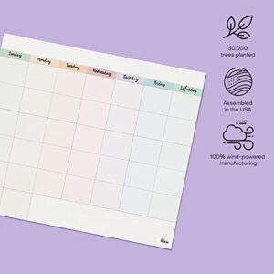 M.C. Squares Reusable Monthly Calendar Whiteboard. Schedule clings to Stainless Steel & Glass (Any Shiny Surface) Included Smudge-Free Wet-Erase Tackie Marker, Made in The USA