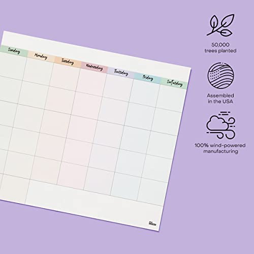 M.C. Squares Reusable Monthly Calendar Whiteboard. Schedule clings to Stainless Steel & Glass (Any Shiny Surface) Included Smudge-Free Wet-Erase Tackie Marker, Made in The USA