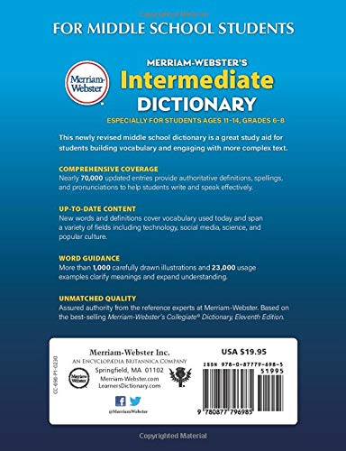 Merriam-Webster's Intermediate Dictionary, Newest Edition, (The Authoritative Middle School Dictionary)