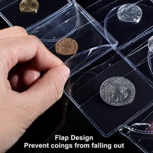 50 Pcs Single Pocket Coin Sleeves Collectors Individual Clear Plastic Sleeves Holders Small Coin Holders Plastic Coin Pouch Single Coin Protector for Coins Jewelry and Small Items Storage (2.2 Inches)