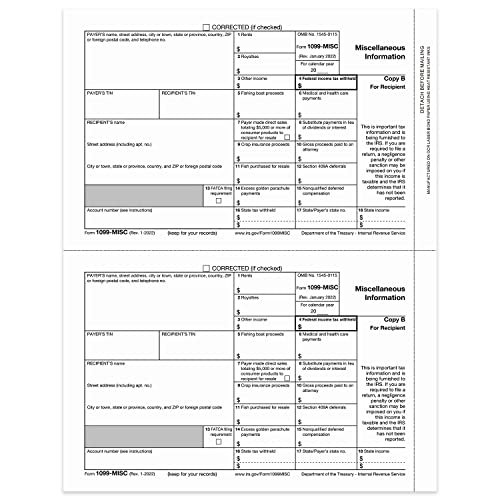 1099 MISC Forms 2022, 4 Part Tax Forms Kit, 25 Vendor Kit of Laser Forms Designed for QuickBooks and Accounting Software